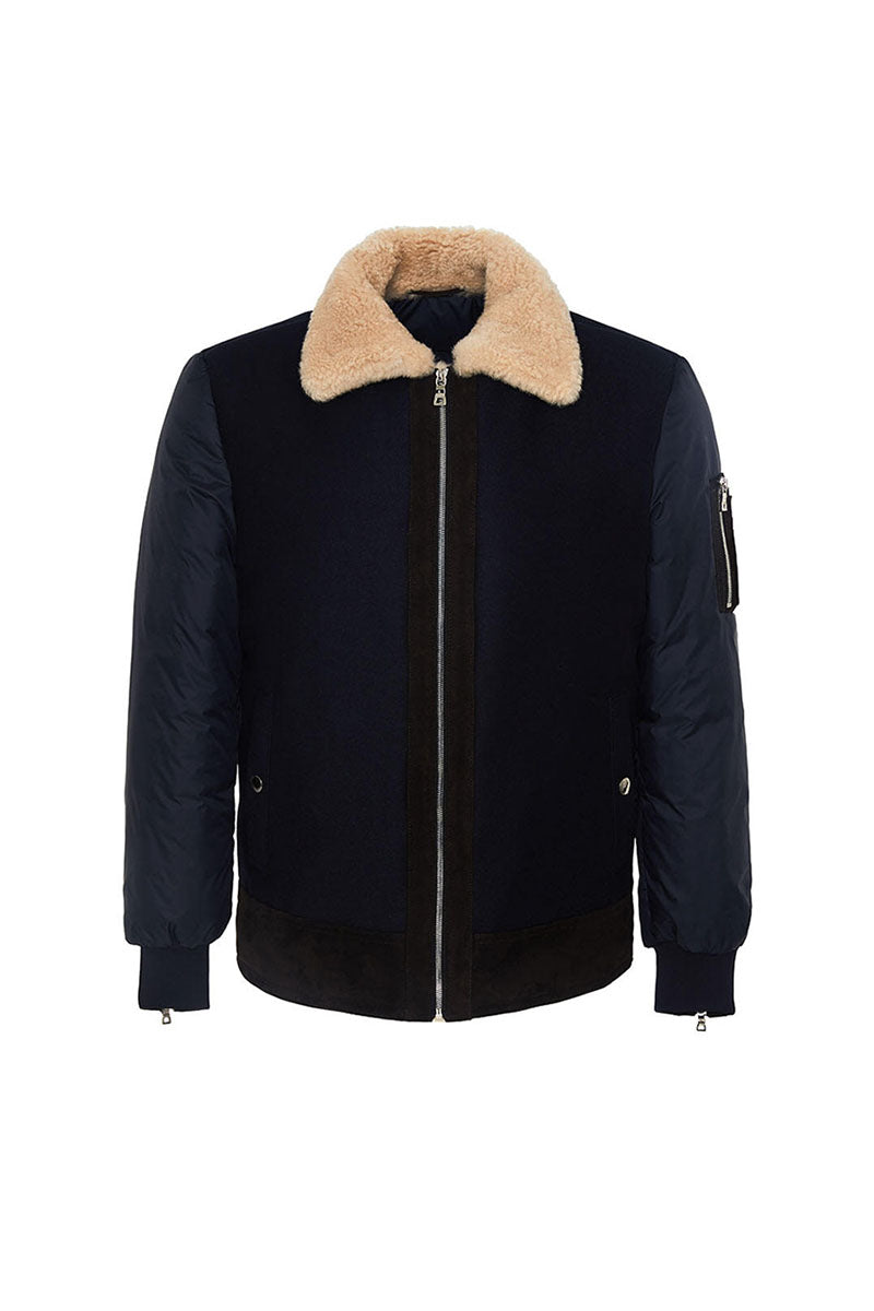 Robert Men's Aviator Wool Jacket - Navy Blue – Bigardini