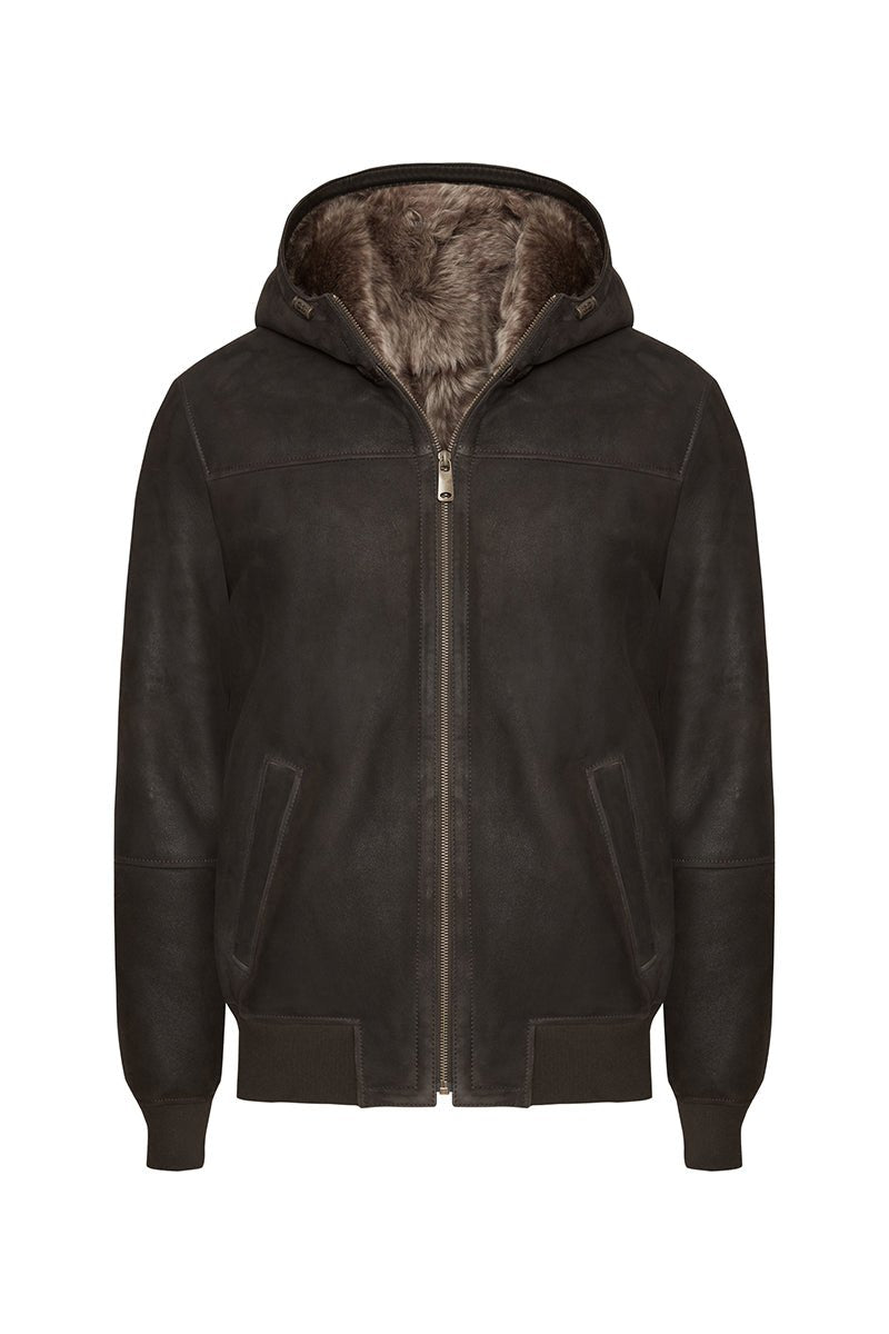 Carlo Men's Toscana Shearling Jacket with Hood - Cognac – Bigardini